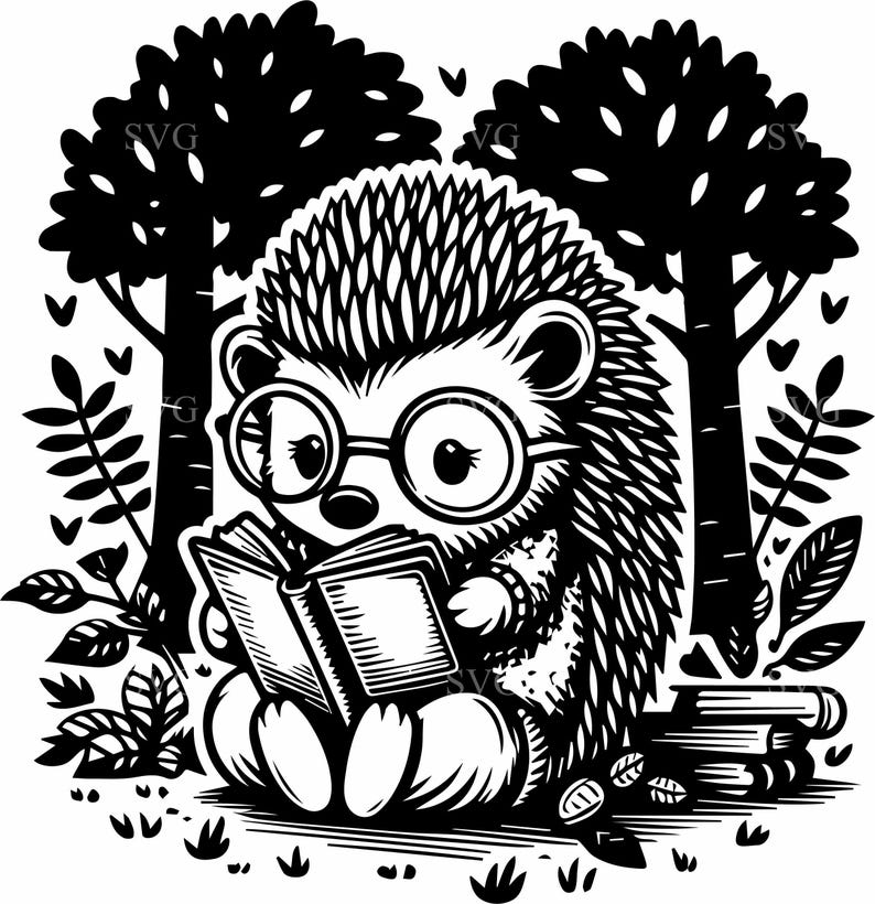 7 Reading Hedgehog SVG – 7 Forest Animal Cut File – Nature-themed ...