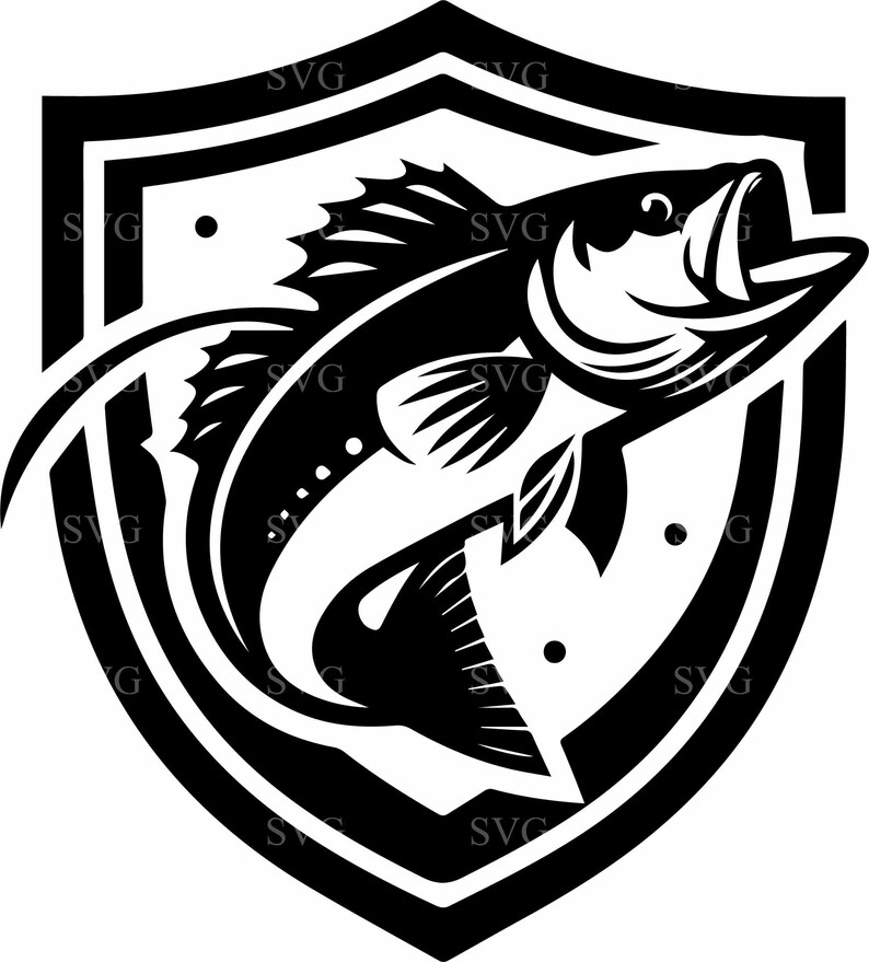 6 Bass Fish SVG Cut File Cricut, Fishing Badge Logo Outdoor Sport ...