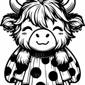 Highland Cow in Ladybug Costume SVG 4 Cut File, Cute Cow With Antennae ...