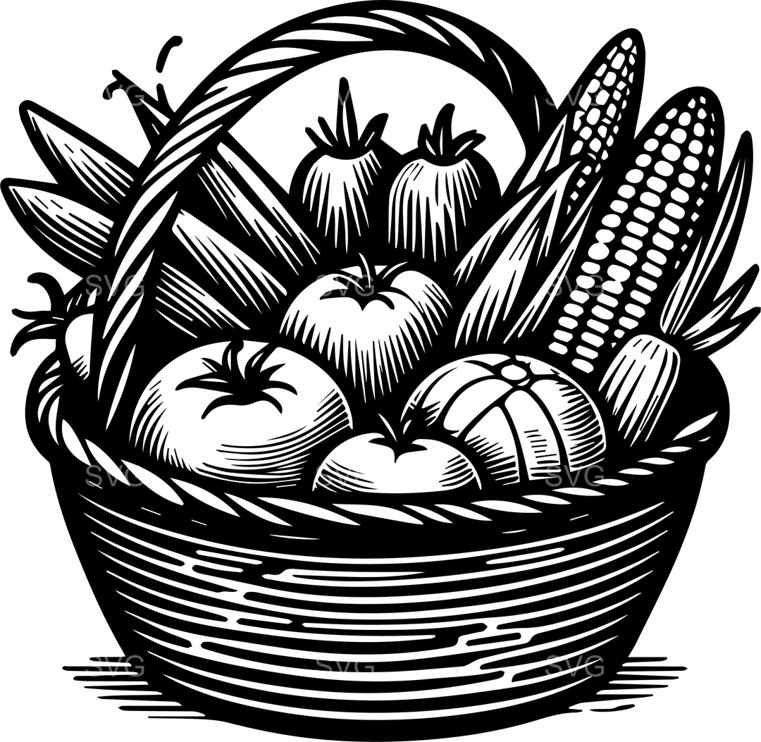 4 Harvest Basket SVG – 4 Vegetable Cut File – for Fall Decor Lovers ...