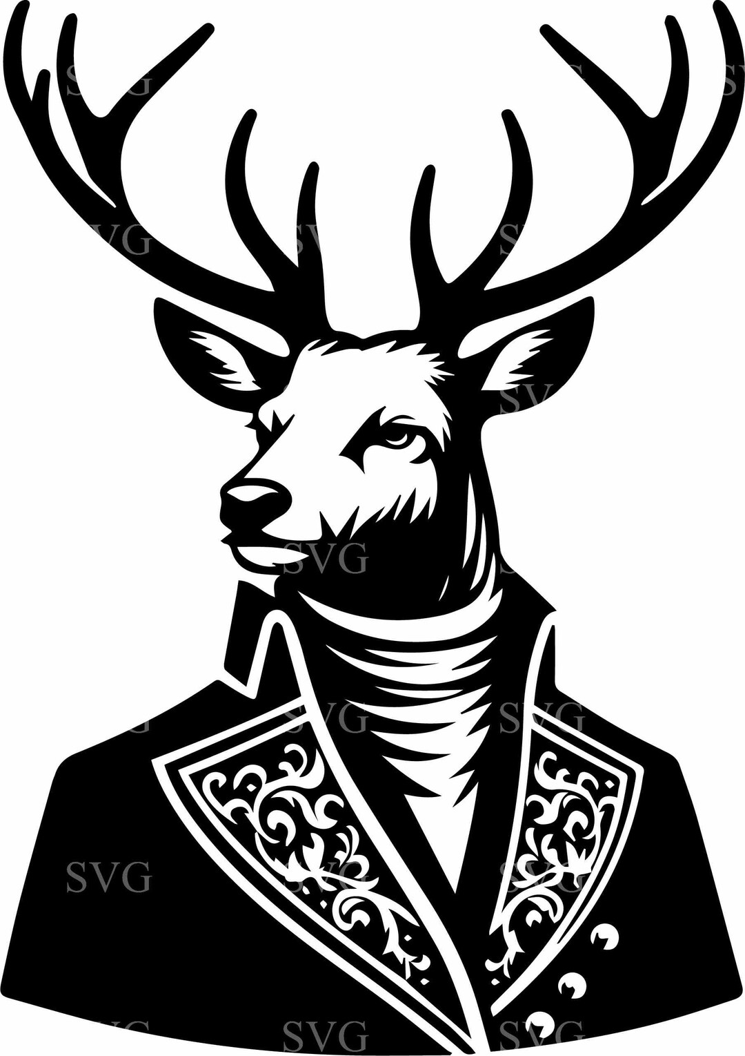 Regal Deer SVG, 4 Noble Stag in Military Uniform Cut File, Majestic ...