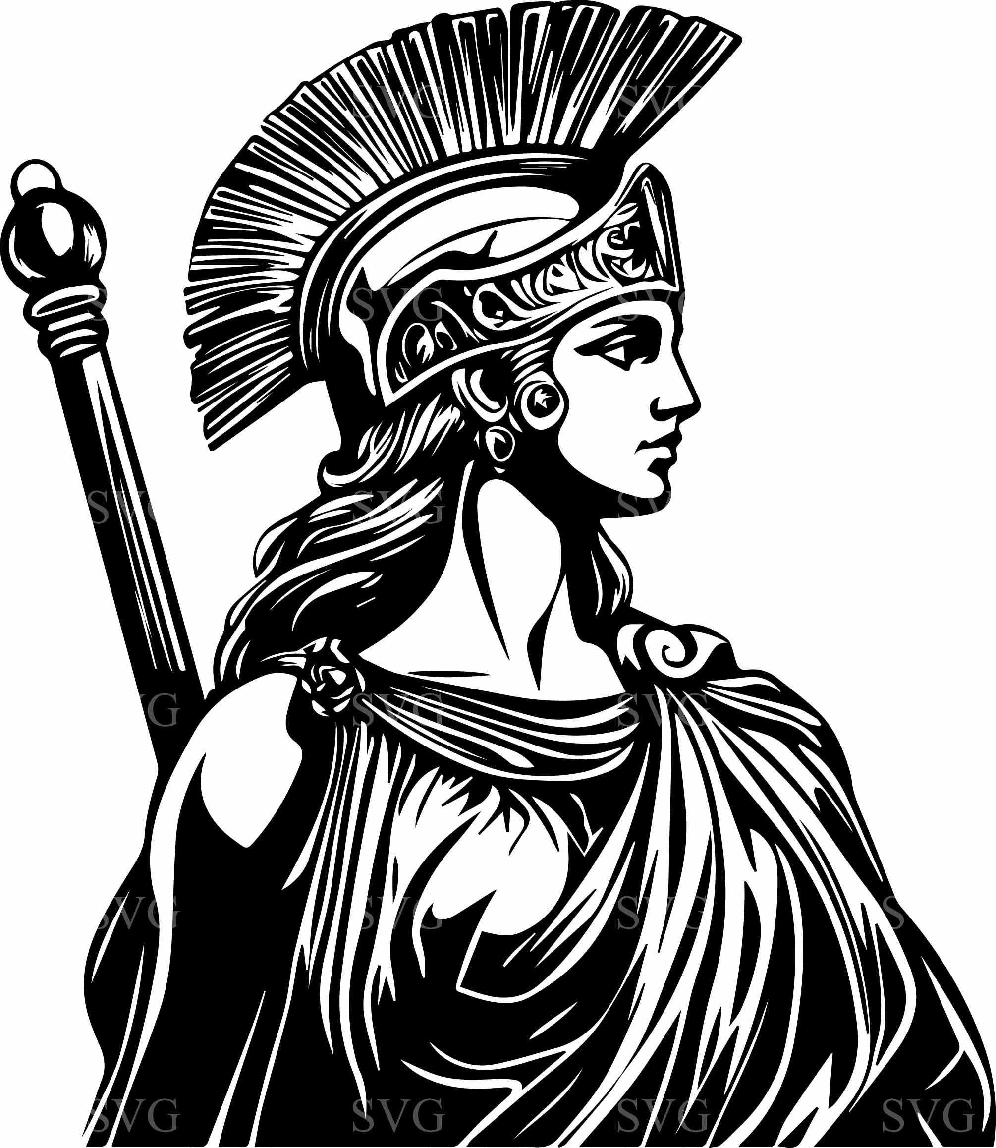 5 Athena SVG Cut File – Warrior Silhouette With Laurel (digital ...