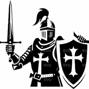 Medieval Knight SVG - 4 Bold Warrior With Sword and Shield - Crusader ...