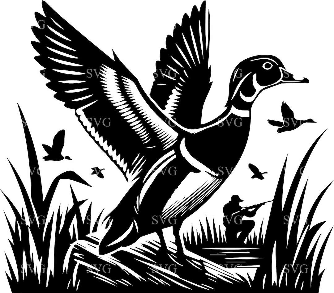 Wood Duck SVG 6 Cut File Elegant Duck With Wings Spread Wildlife ...