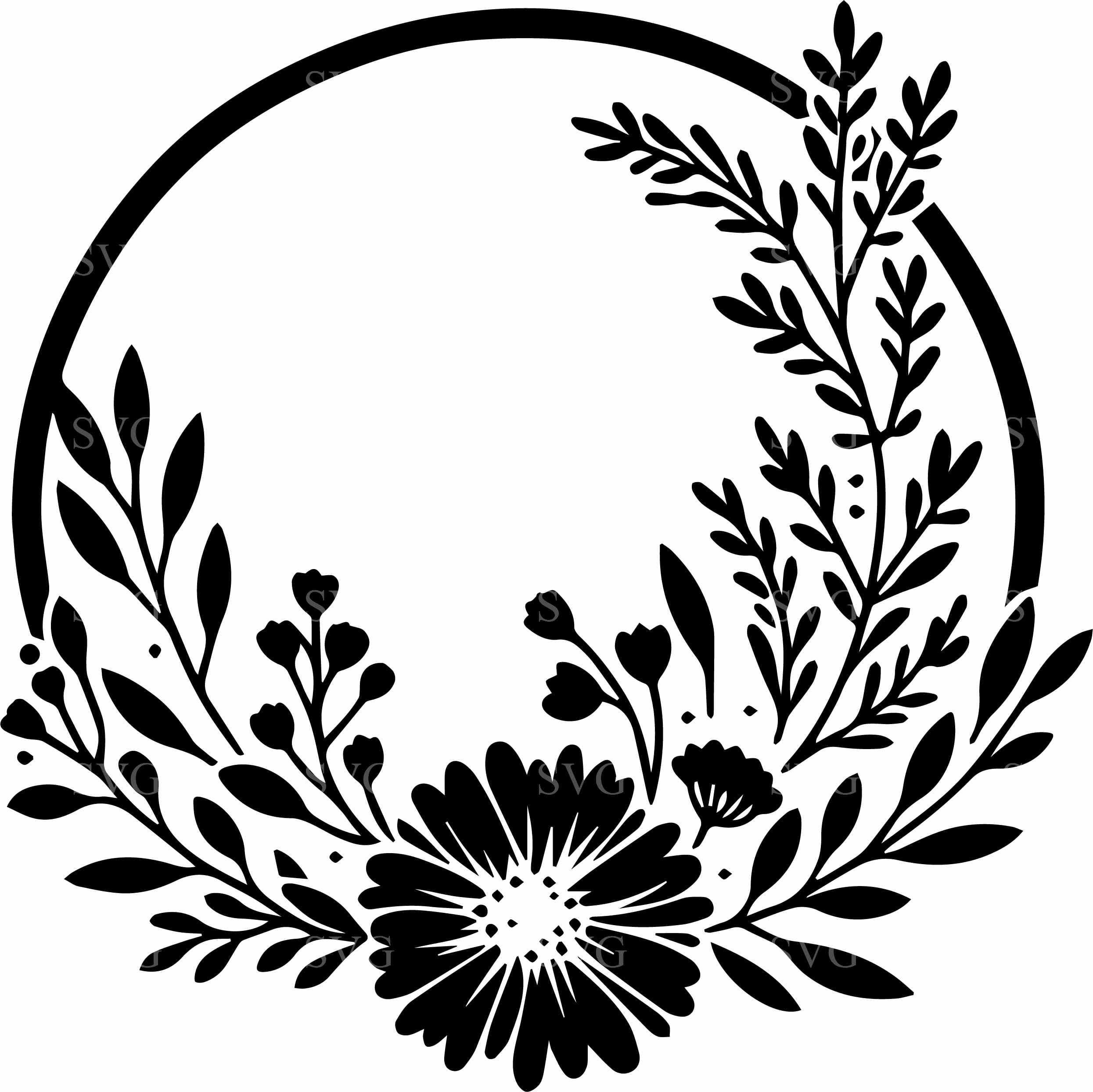 10 Wildflower Wreath SVG | Nature Floral Frame | Rustic Botanical ...