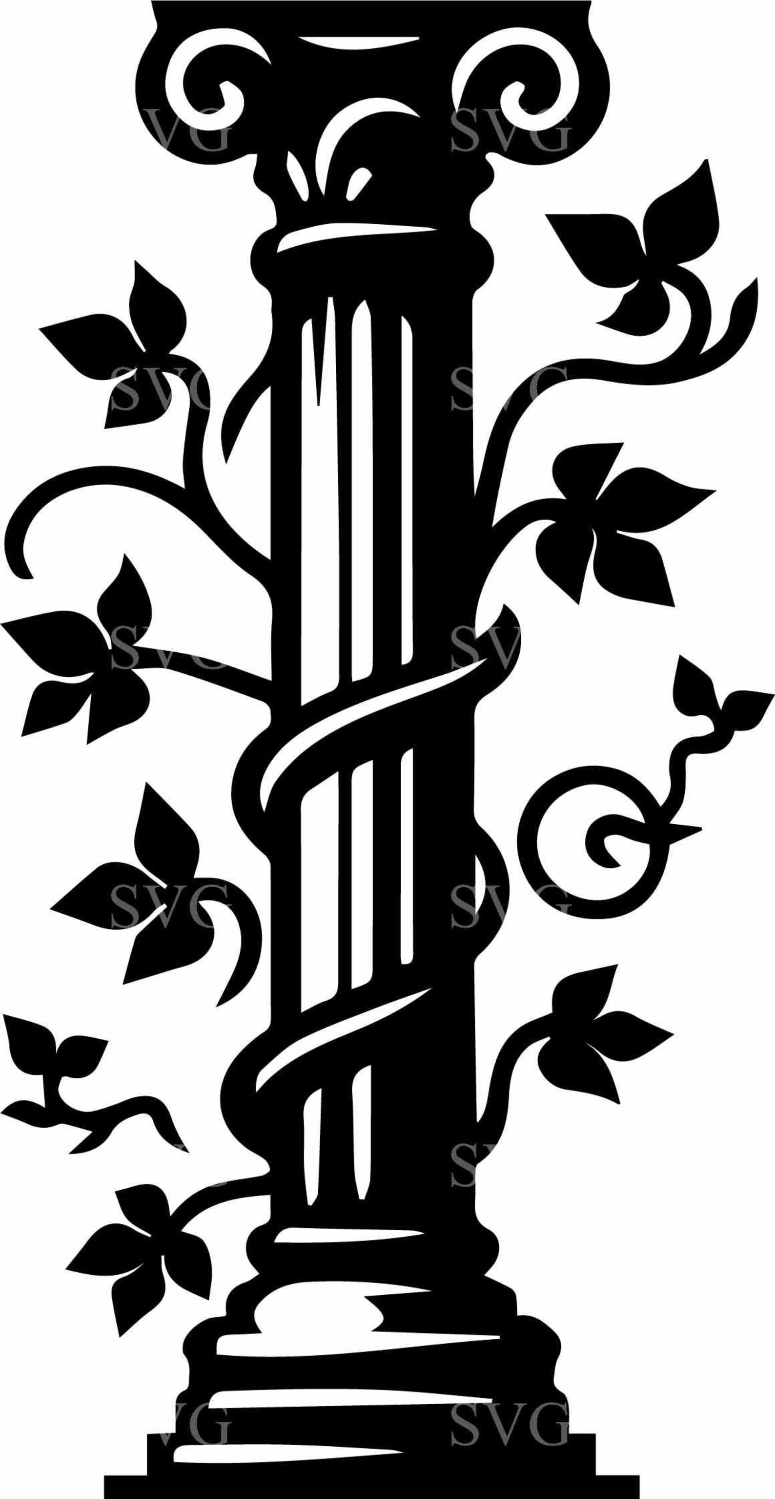 5 Ivy Wrapped Column Clipart – Greek Pillar SVG – Ancient Ruins Cut ...