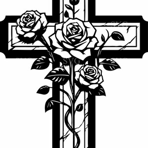 Floral Cross SVG Cut File, Christian Rose Cross Clipart, Religious ...