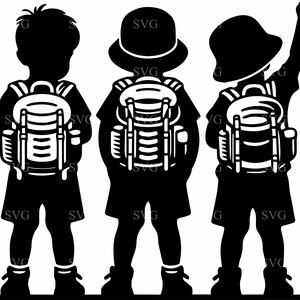 School Boys SVG 4 Cut File, Three Boys With Backpacks, Digital Download ...