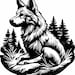 Majestic Wolf SVG - 4 Sitting Wolf in Forest Silhouette - Wildlife ...