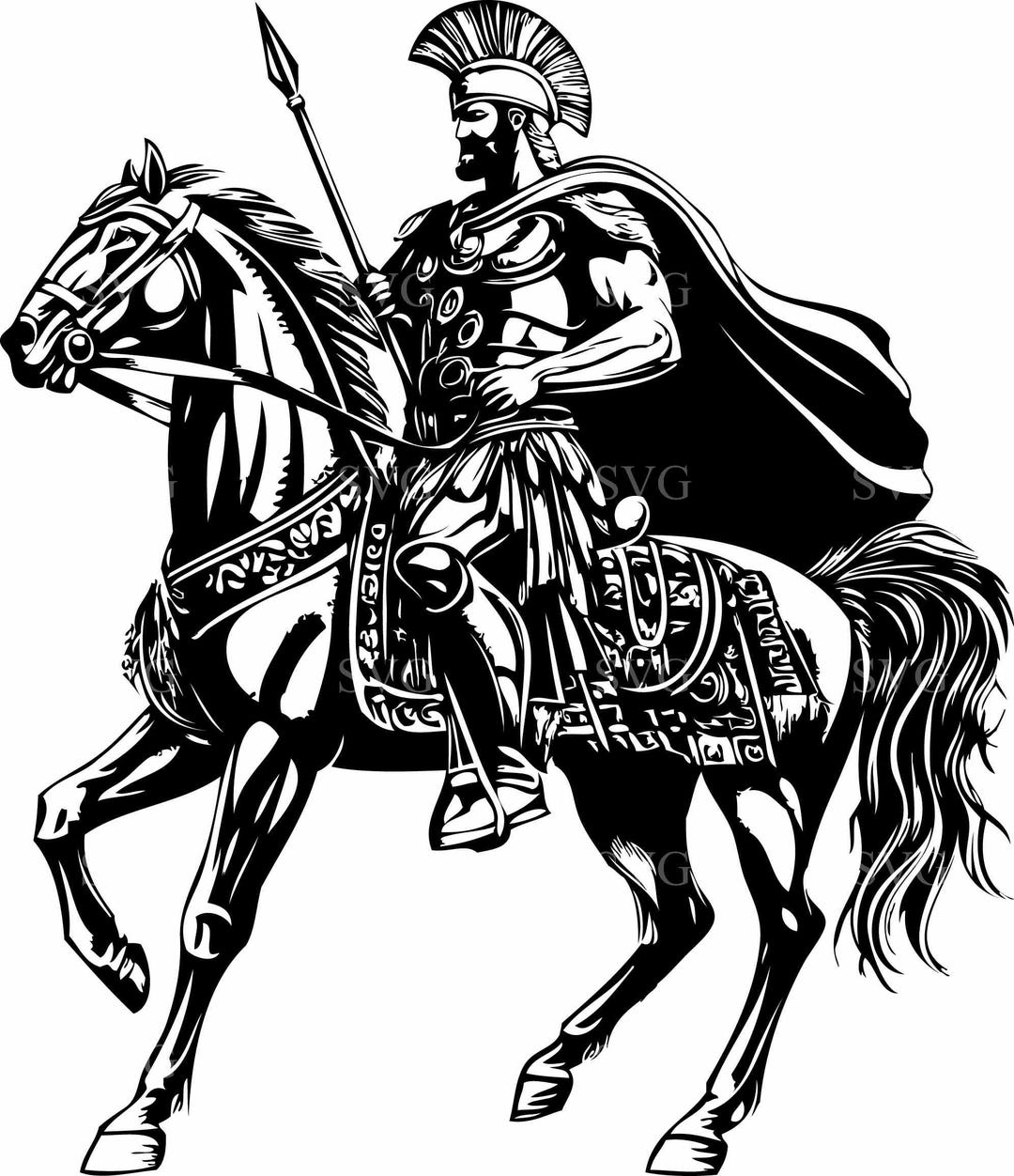4 Medieval Warrior SVG Knight Horse Fantasy Silhouette for Decals ...