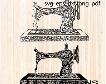 Sewing Machine Zentangle SVG DXF Mandala Sewing Svg Png | Etsy