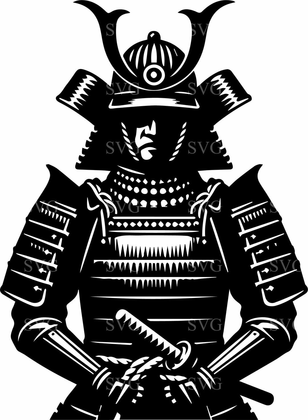 8 Samurai Warrior SVG Cut File, Japanese Armor Silhouette With Katana ...