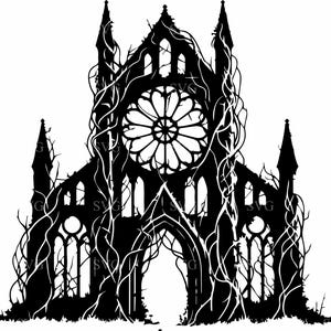 6 Haunted Gothic Church SVG 6 Cut File - Spooky Cathedral Design With ...