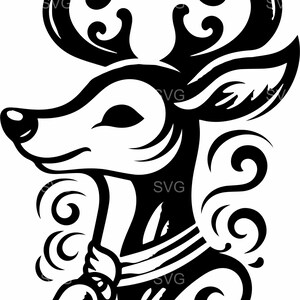 8 Curly Antlers SVG Reindeer Silhouette, 8 Deer Cut File Christmas ...