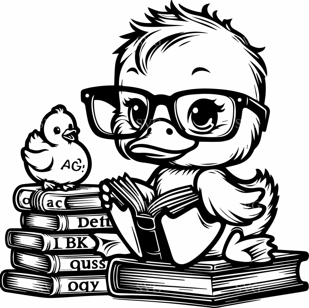 8 Reading Duck SVG – 8 Book Lover Cut File – Kids Literacy Clipart for ...
