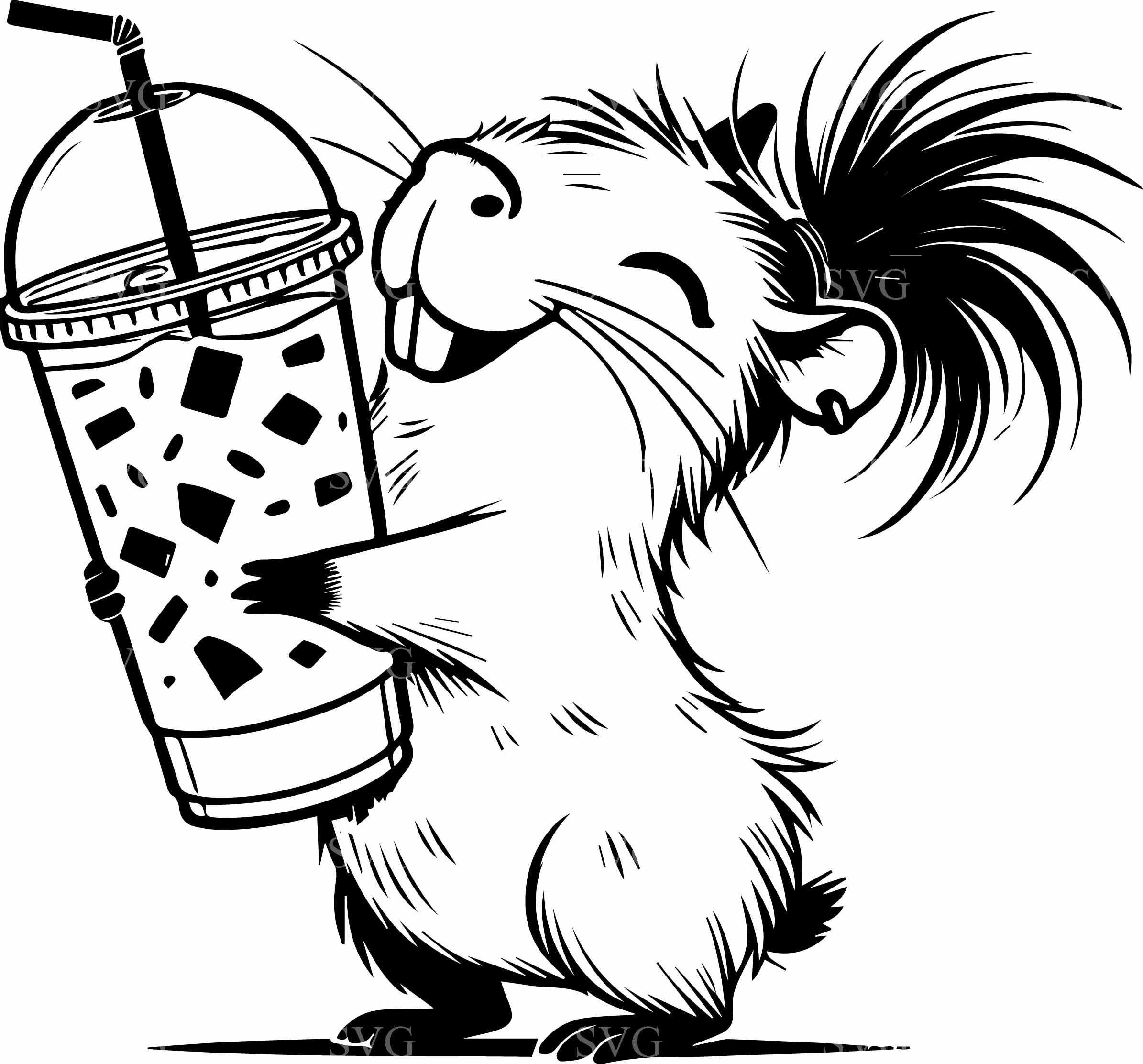 4 Capybara SVG 4 Cut File - Cute Capybara With Top Knot and Iced Coffee ...