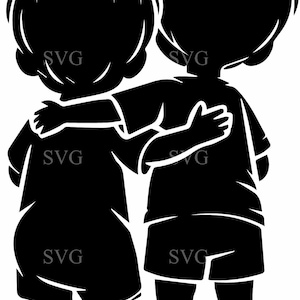 Brothers Hugging SVG, 4 Siblings Silhouette Cut File, Family Love ...