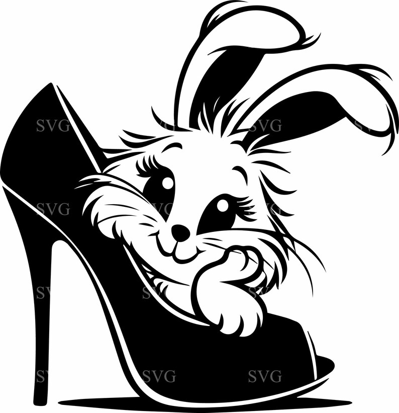 4 Bunny SVG High Heel Rabbit Cut File for Cricut and Silhouette Craft ...