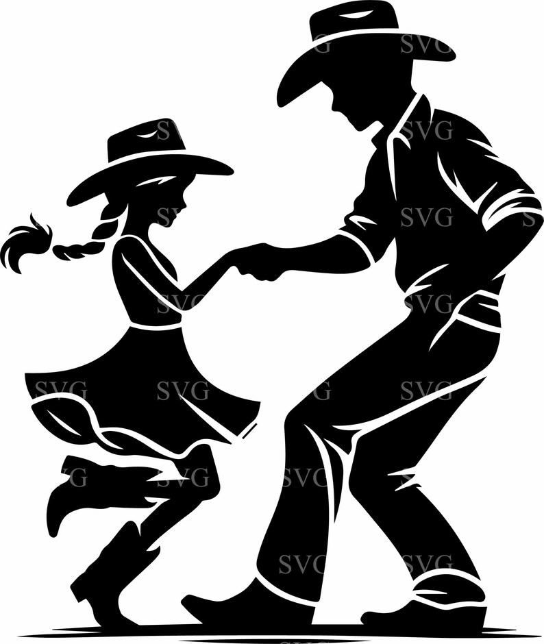 Western Dance SVG, 6 Cowboy Cowgirl Line Dance Silhouette, Country ...