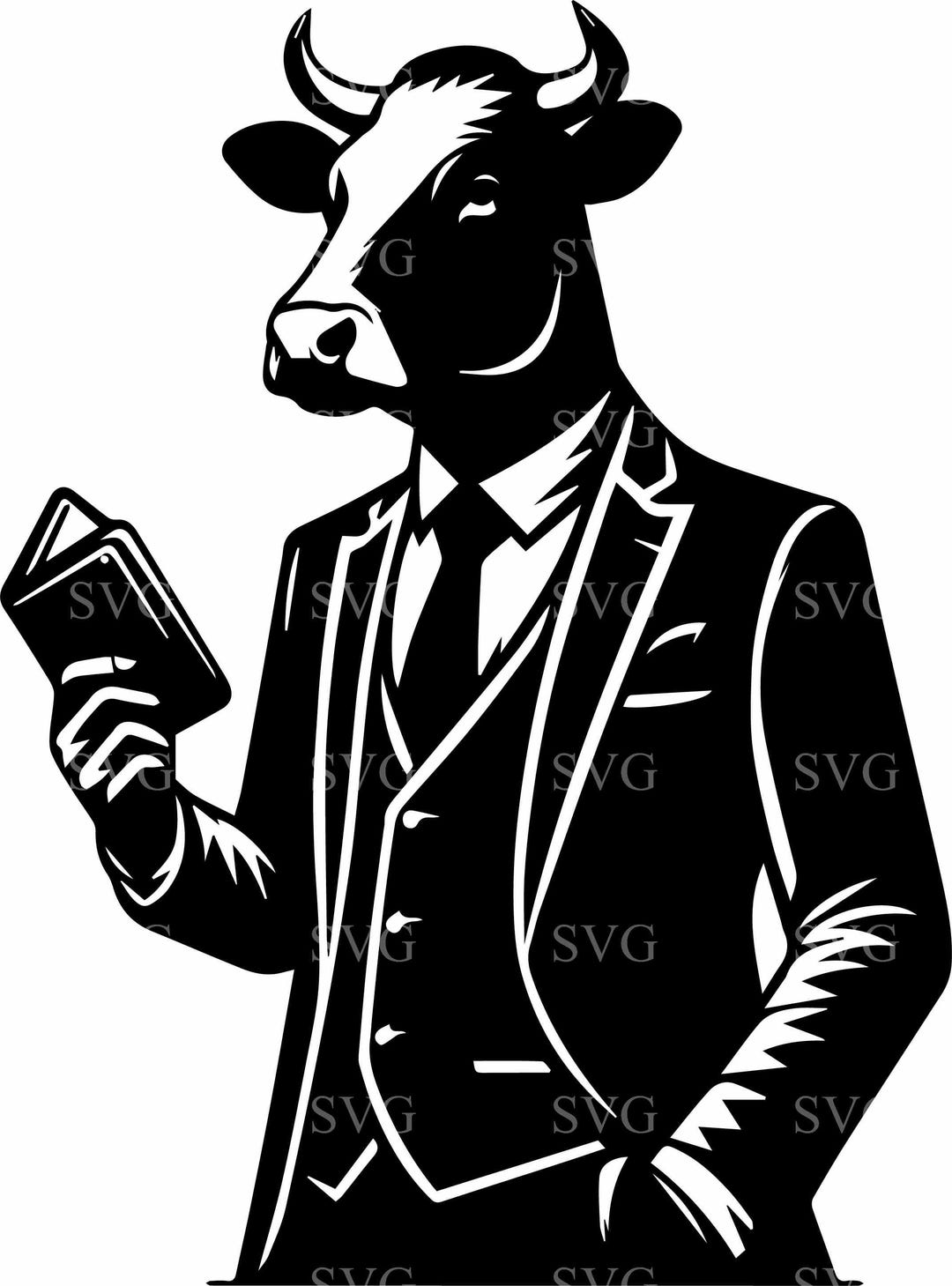 4 Dapper Cow Gentleman SVG, 4 Vintage Steampunk Bull Clipart, Elegant ...