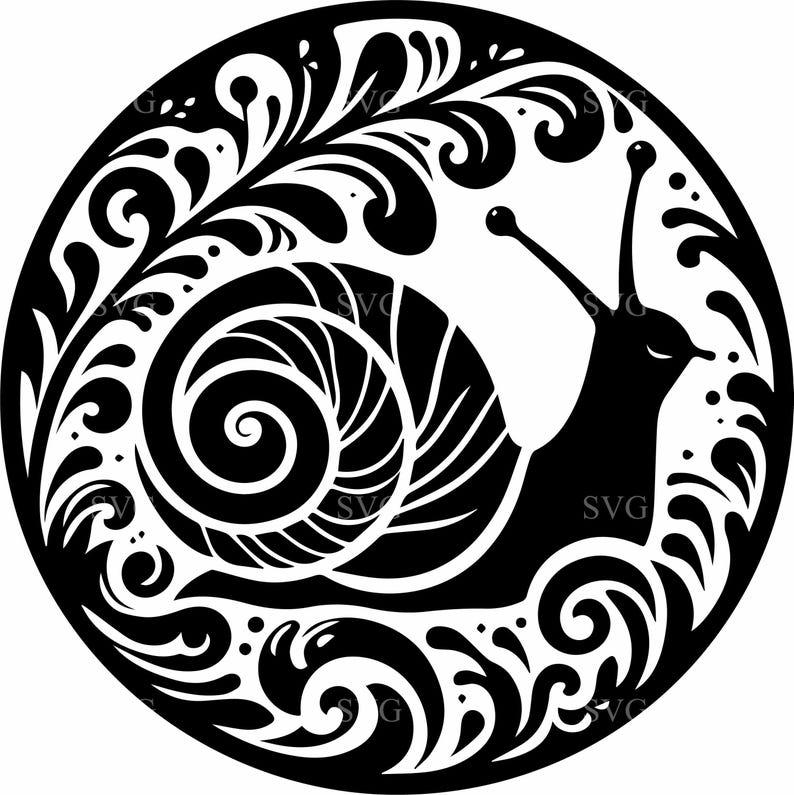 8 Floral Snail SVG – Garden Snail Cut File for Cricut, Spring Folk Art ...