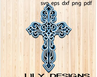 3D Cross Mandala SVG | Layered Cross Mandala SVG | Paper Crafting SVG ...