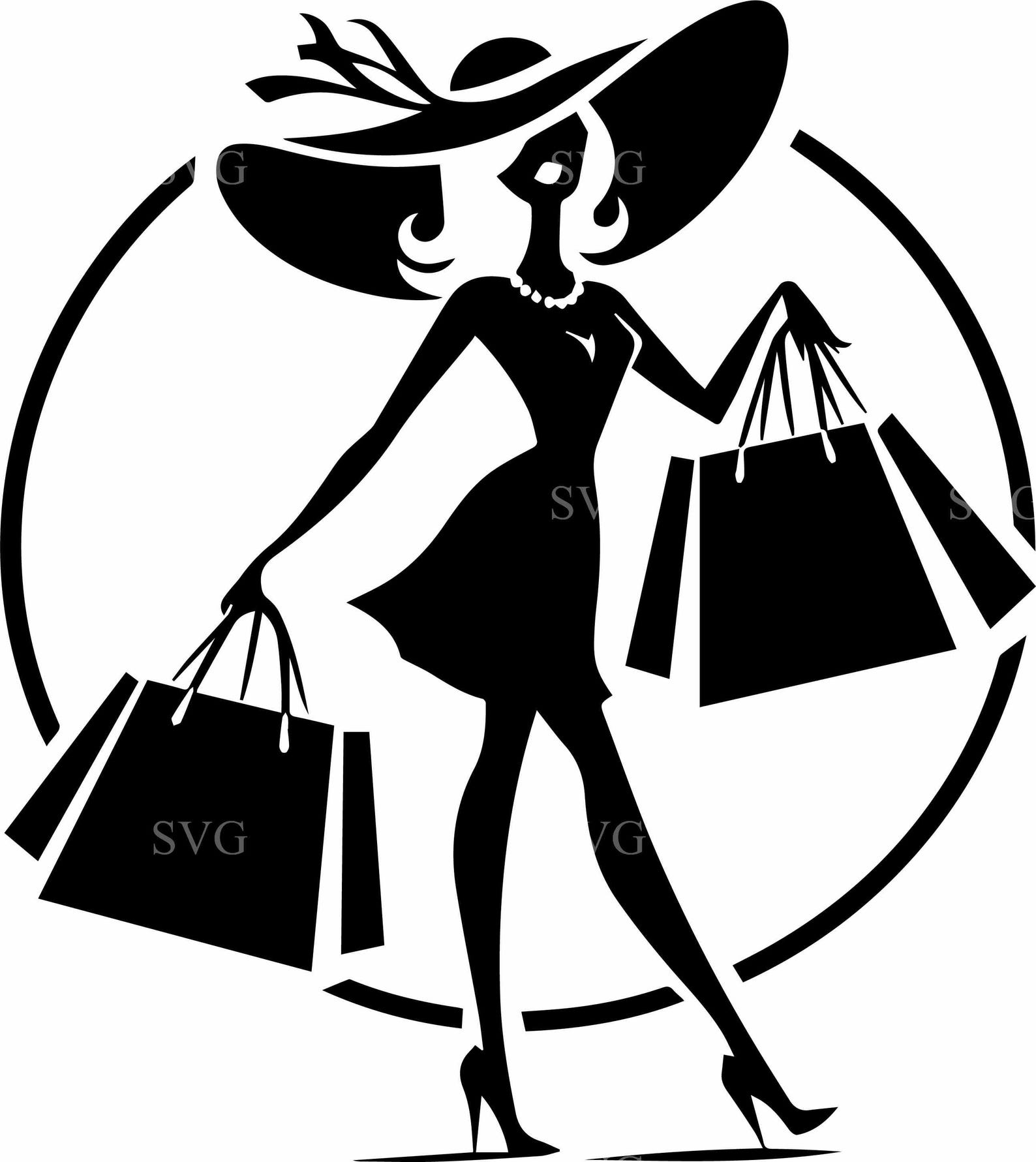 7 Shopping Lady SVG – 7 Fashion Woman With Bags Cut File – Stylish ...