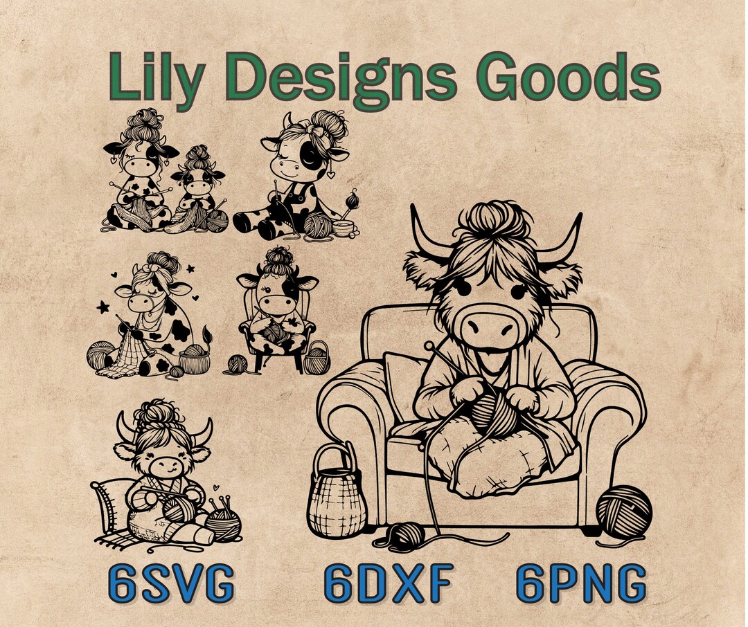 Vaca divertida svg, Tejer svg, Crochet svg, costura svg, vaca svg ...