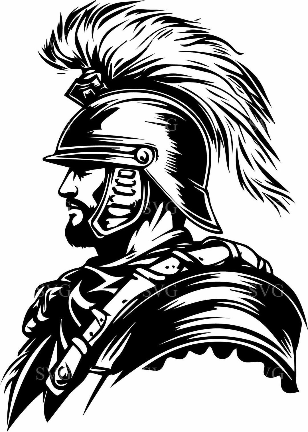 Roman Soldier SVG 4 Cut File - Warrior Silhouette With Detailed Helmet ...