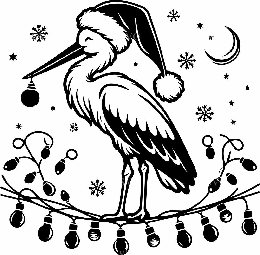 7 Santa Stork SVG – 7 Christmas Stork With Gifts and Lights, Festive ...