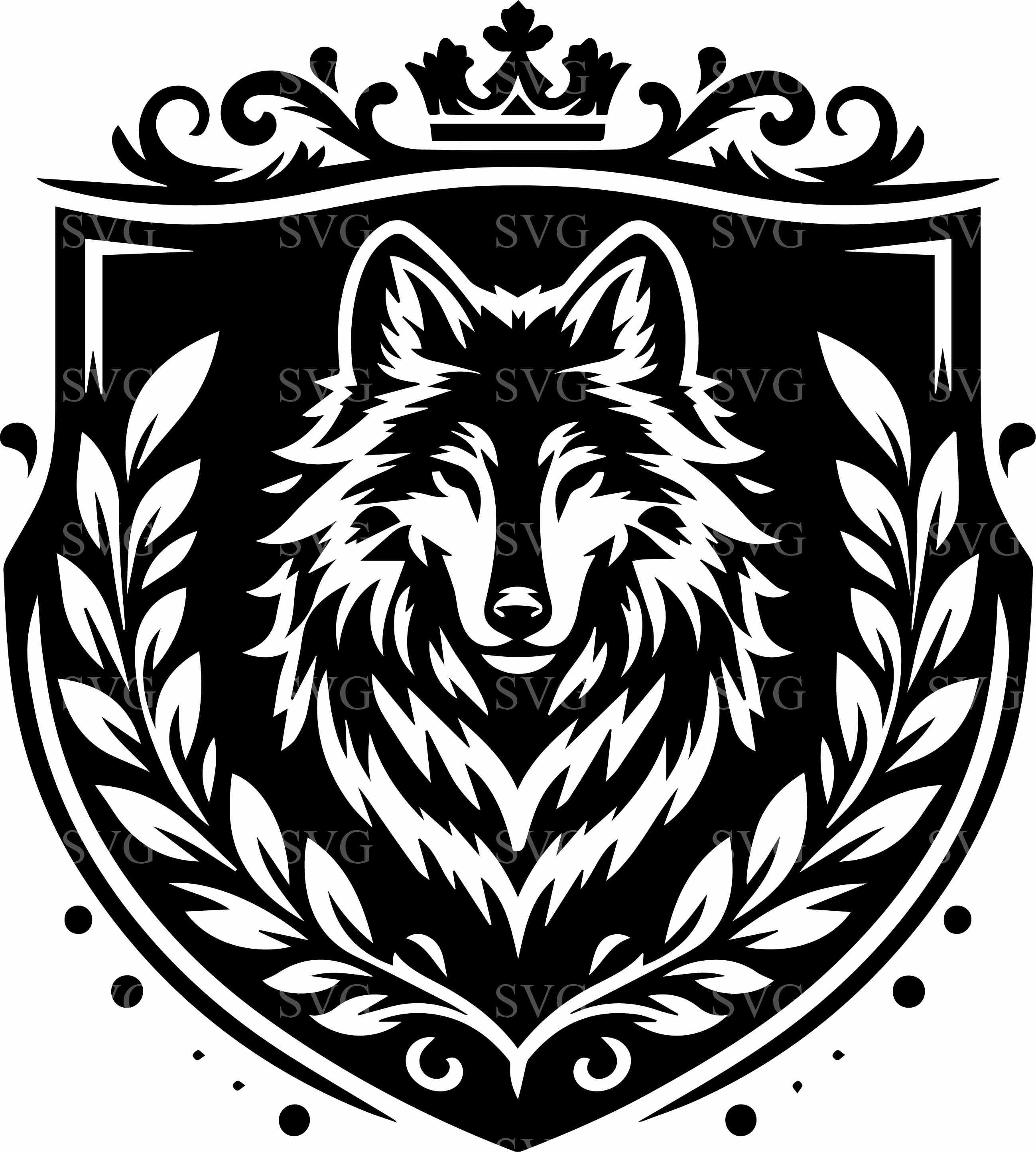 4 Wolf Crest SVG Cut File for Cricut, Regal Wolf Head Logo Silhouette ...