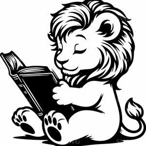 6 Reading Lion SVG – 6 Jungle Animal Cut File – Educational Clipart for ...