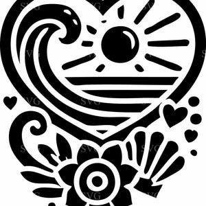 8 Ocean Heart SVG – Beach Waves, Sun & Shells Cut File - Etsy
