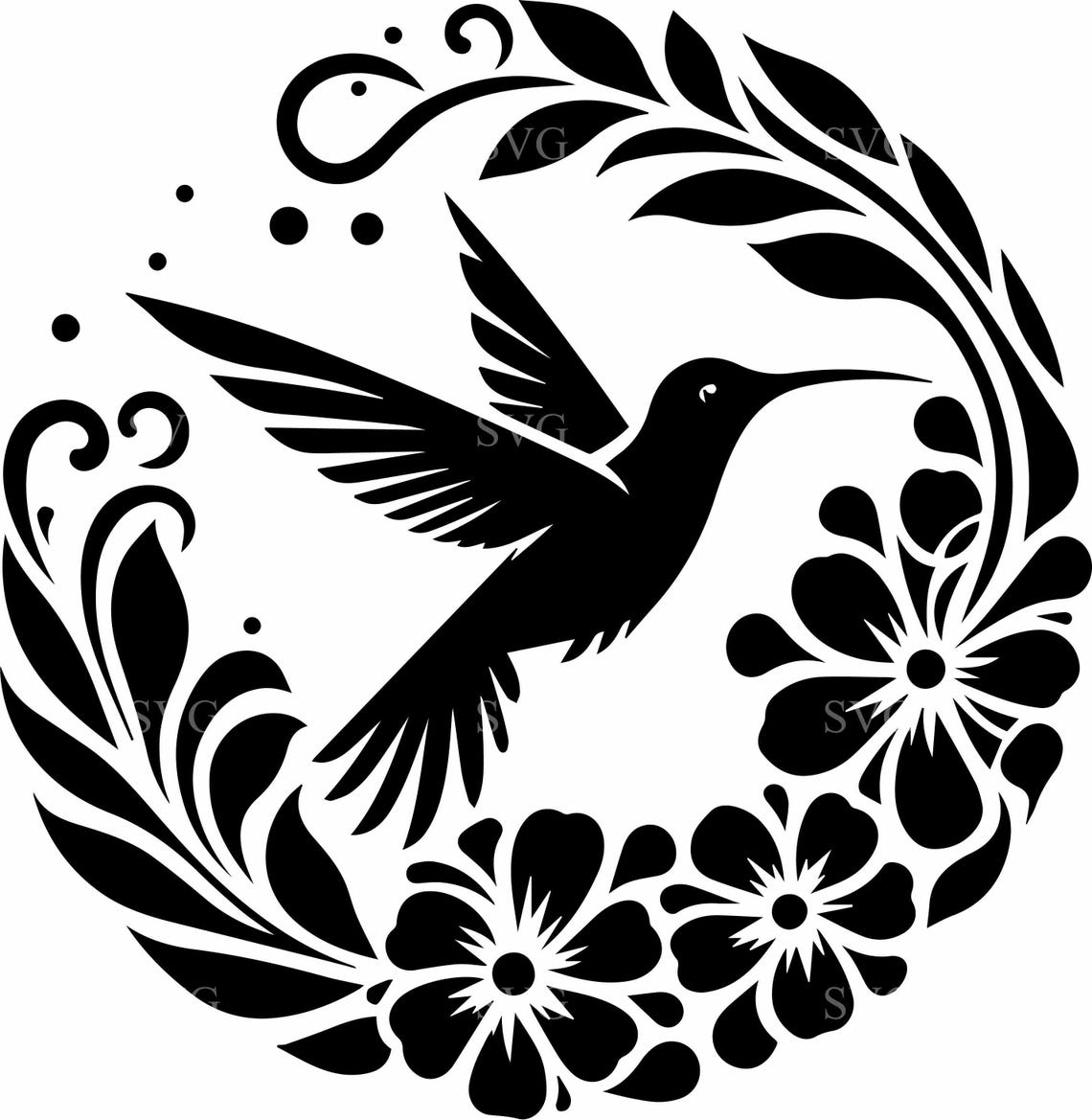 8 Floral Hummingbird SVG – Circle Bird Cut File for Cricut Silhouette ...