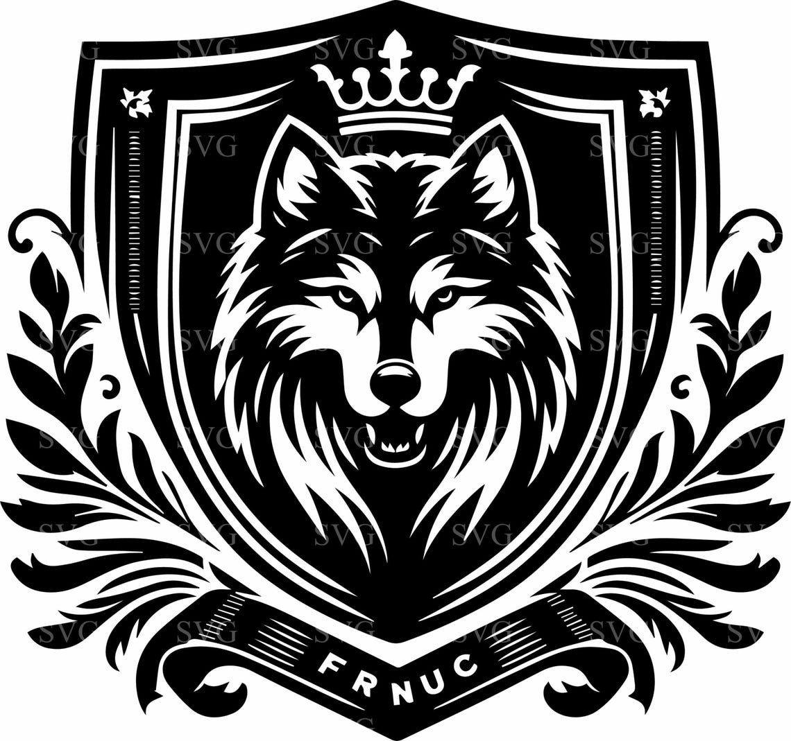 4 Wolf Crest SVG Cut File for Cricut, Regal Wolf Head Logo Silhouette ...