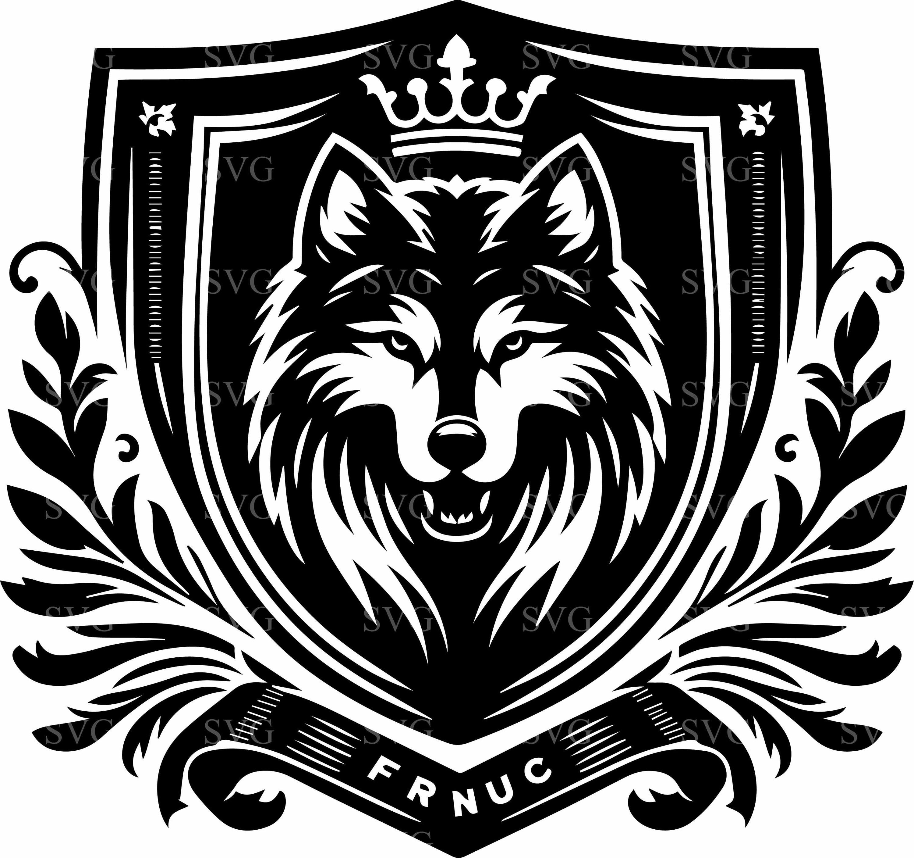 4 Wolf Crest SVG Cut File for Cricut, Regal Wolf Head Logo Silhouette ...