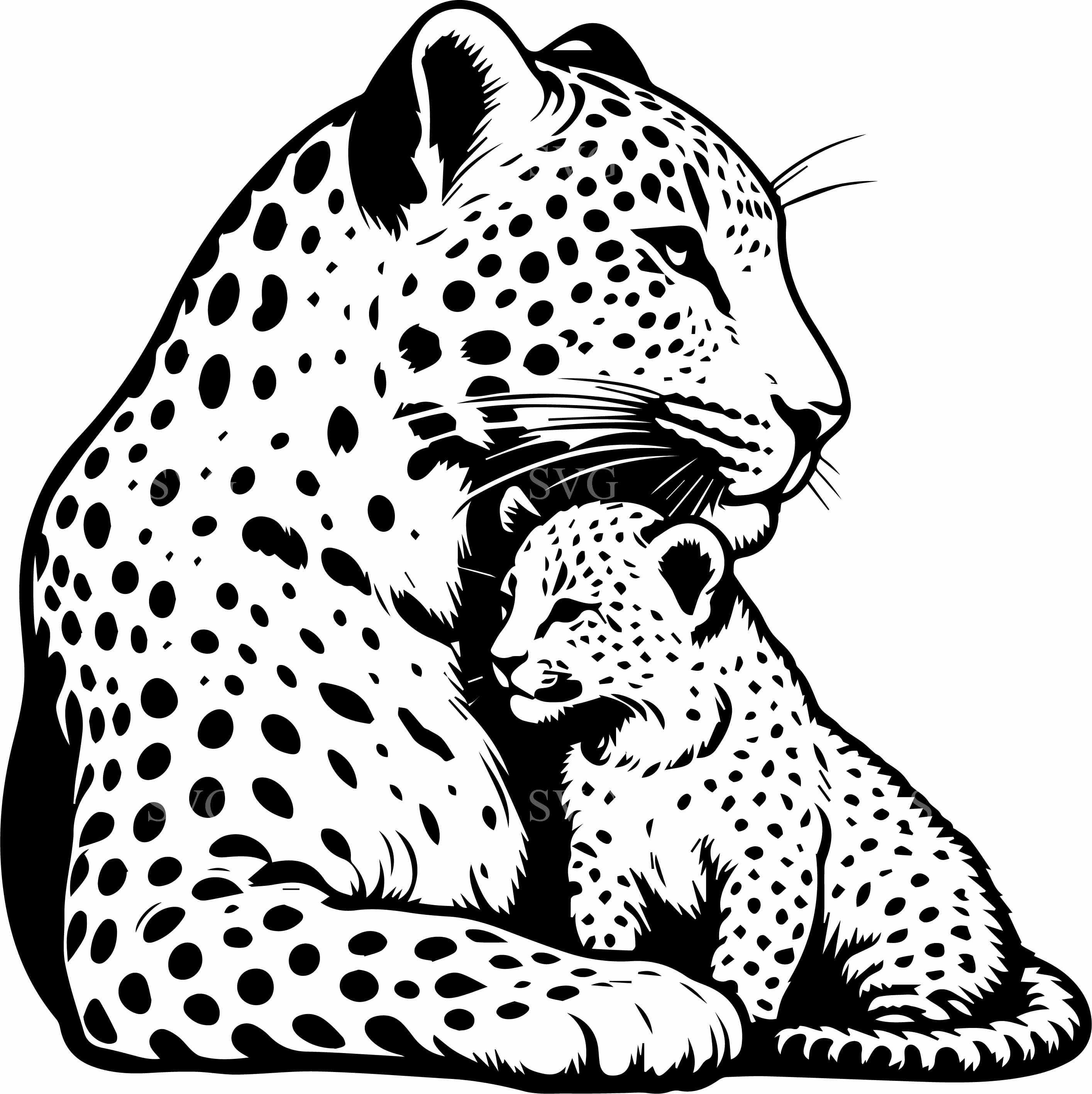 5 Leopard SVG – 5 Wild Cat and Cub Cut File – Safari Animal Silhouette ...