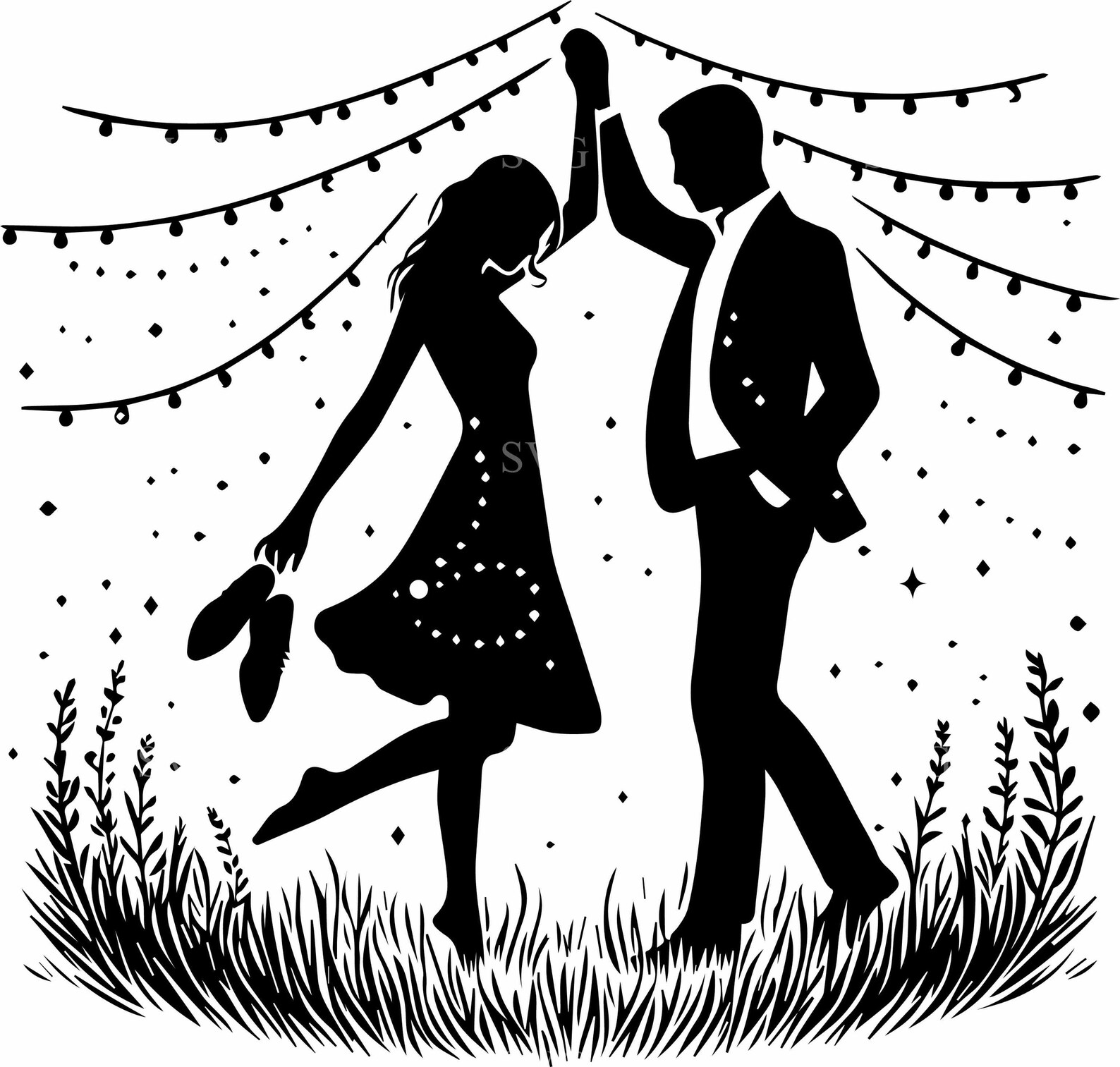 4 Dancing Couple SVG Clipart – Romantic Silhouette for Wedding Crafts ...