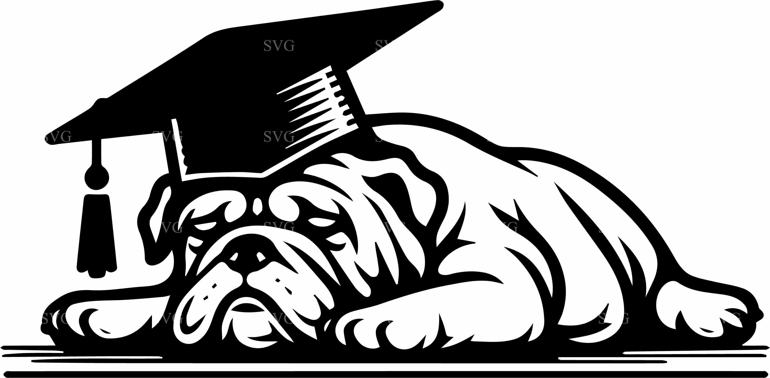 4 Graduation Bulldog SVG, Dog With Cap Silhouette, School Mascot ...