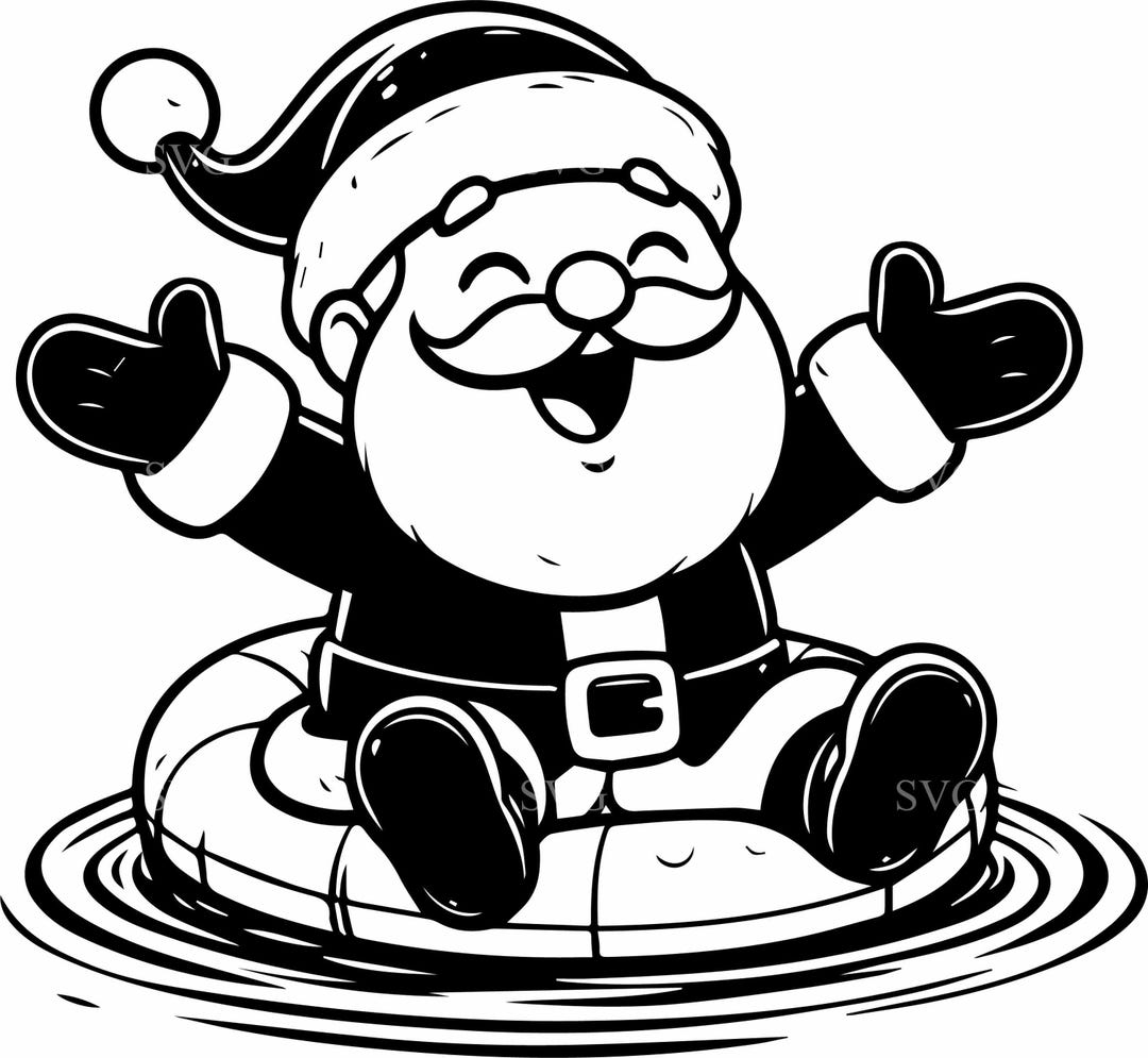 5 Pool Float Santa SVG - 5 Summer Christmas Cut File for Cricut ...
