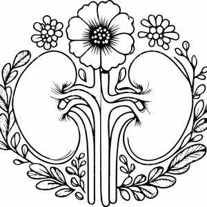 Floral Kidneys SVG | 4 Anatomical Kidneys With Flower Cut File ...