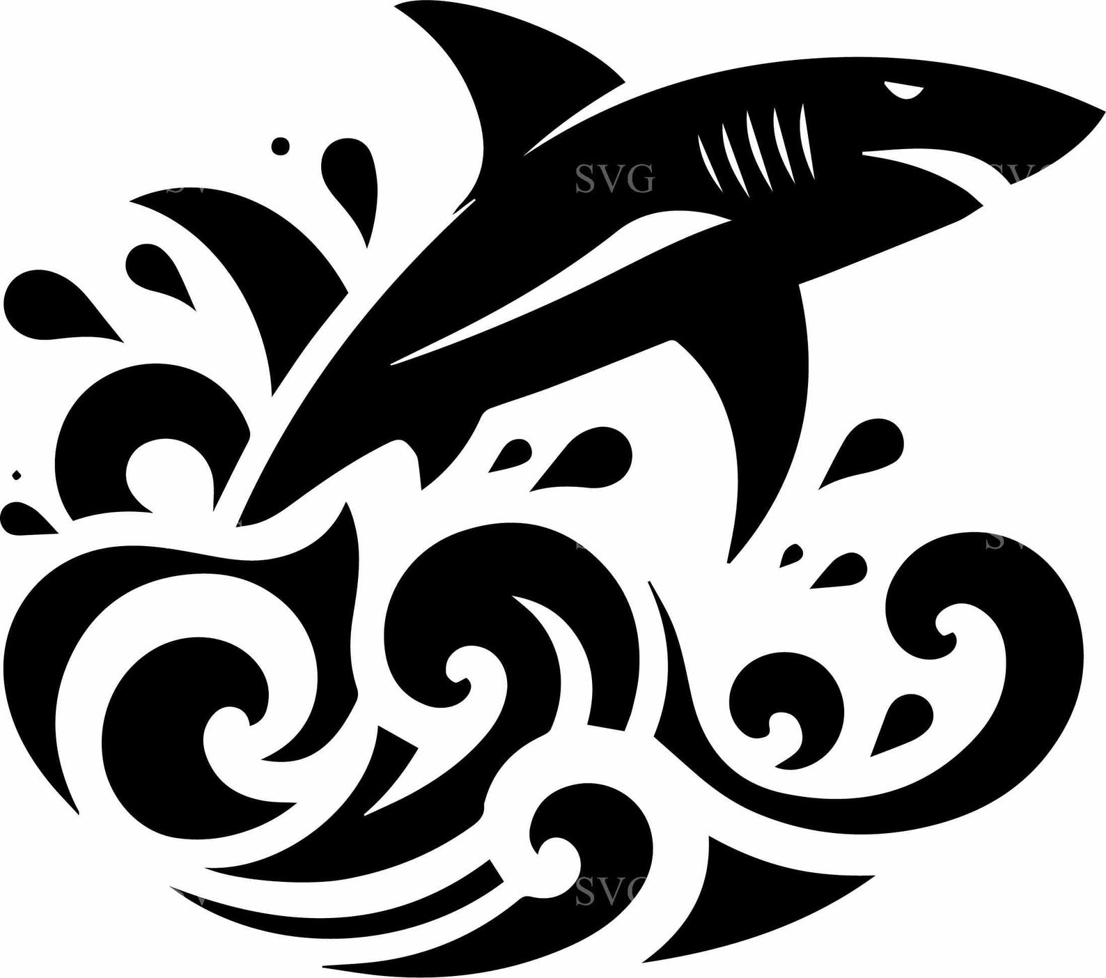 8 Jumping Shark SVG Cut File – Ocean Wave Shark Design for Cricut ...