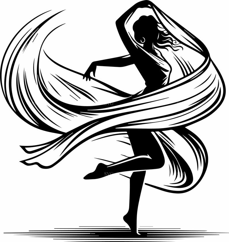 8 Elegant Dancer SVG Cut File - 8 Graceful Woman Silhouette in Flowing ...
