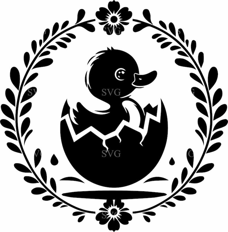 6 Duckling Egg SVG – Baby Duck Cut File for Cricut, Floral Spring Chick ...