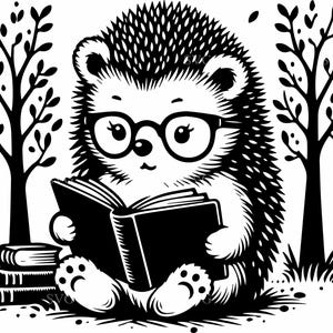 7 Reading Hedgehog SVG – 7 Forest Animal Cut File – Nature-themed ...