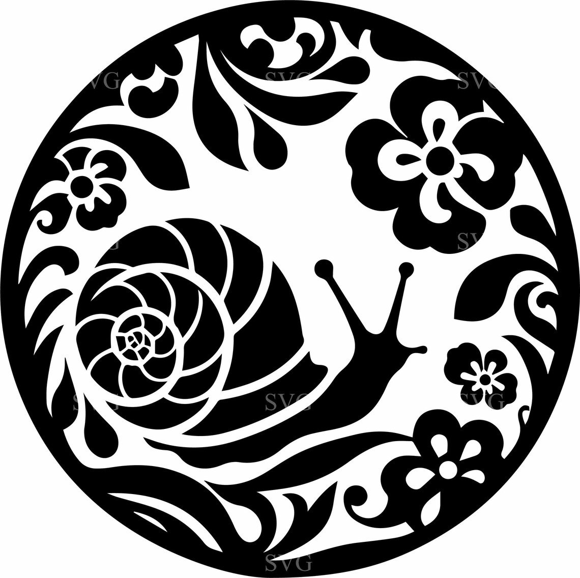 8 Floral Snail SVG – Garden Snail Cut File for Cricut, Spring Folk Art ...