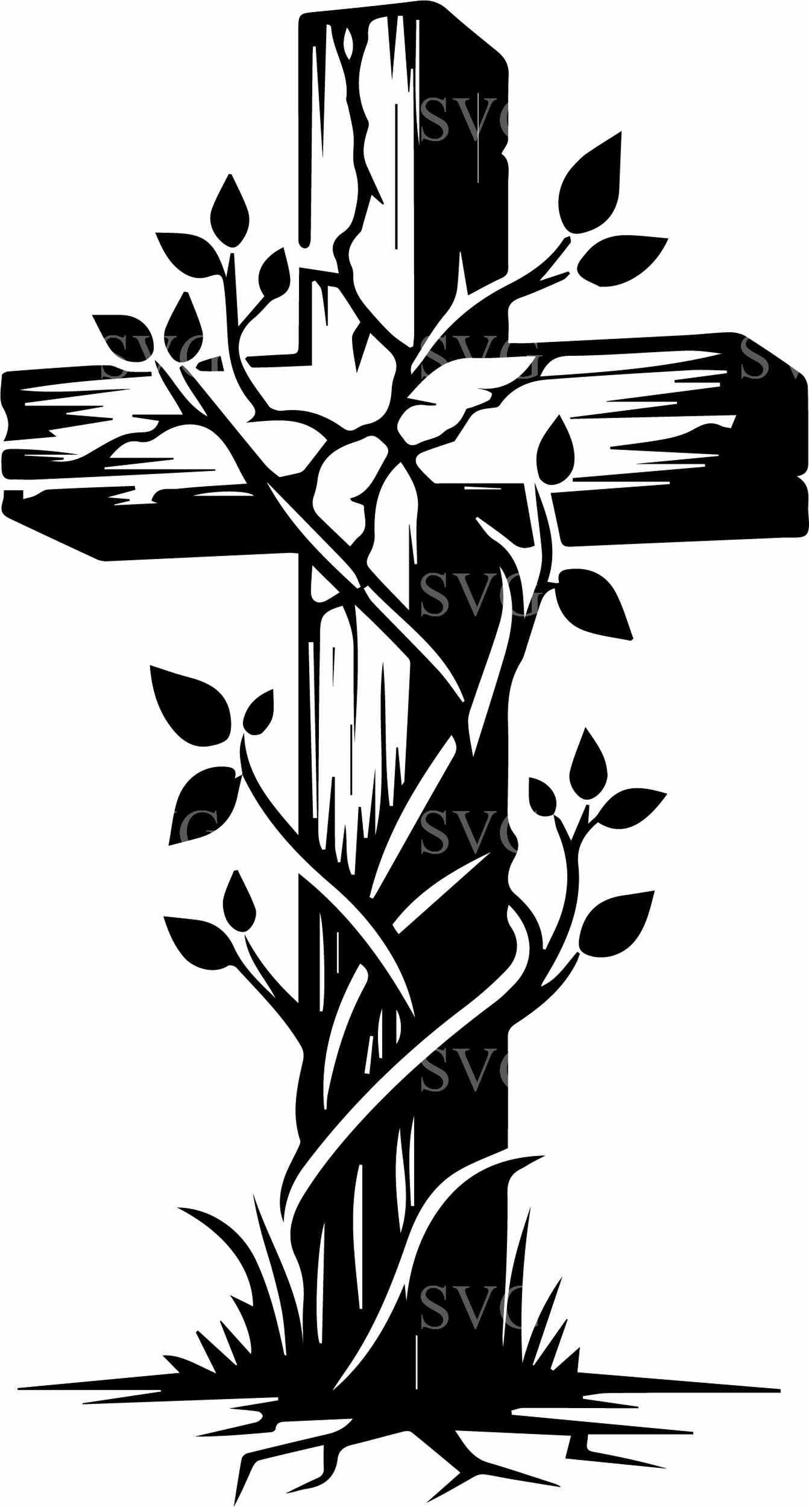 7 Rustic Wooden Cross SVG – Weathered Ivy Vine Clipart (cut File) - Etsy