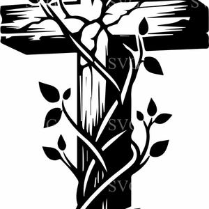 Rustic Cross SVG 7 Cut File - Weathered Wooden Cross With Ivy Vines ...