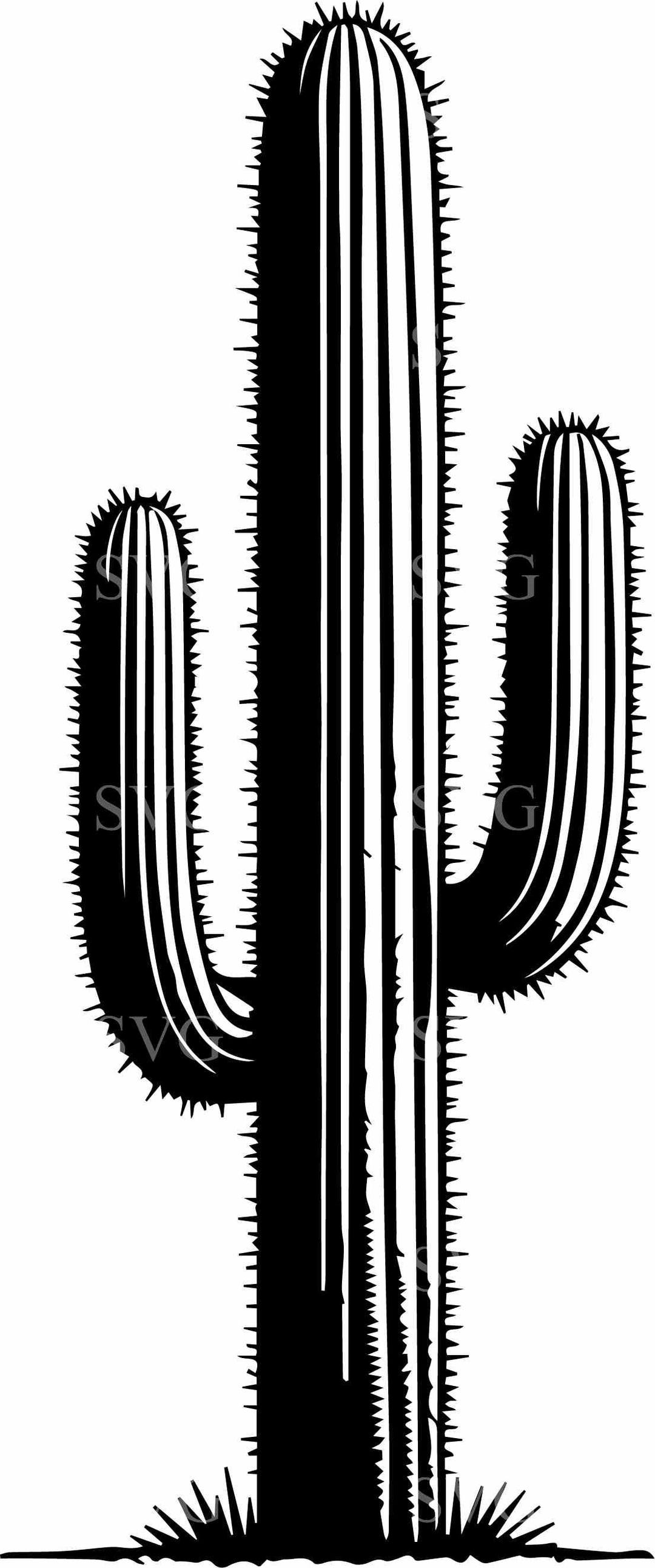 Desert Cactus SVG, 7 Saguaro Cactus Cut File, Western Landscape Clipart ...
