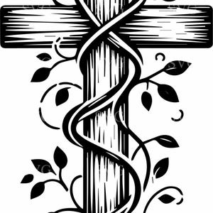 Christian Cross SVG 6 Cut File - Rustic Wooden Cross With Ivy Vines ...